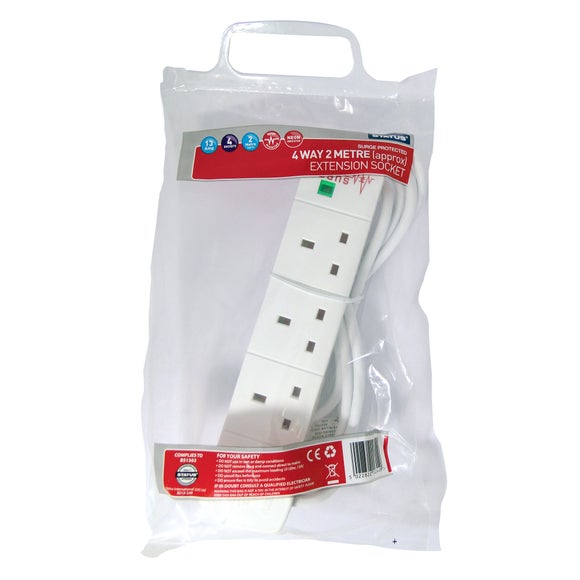 Status 4-Way 2 Metre Surge Protected Extension Lead | Dunelm Status 4-Way 2 Metre Surge Protected Extension Lead | Dunelm