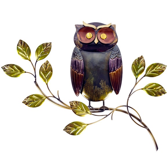 Owl On Branch Metal Wall Art Dunelm